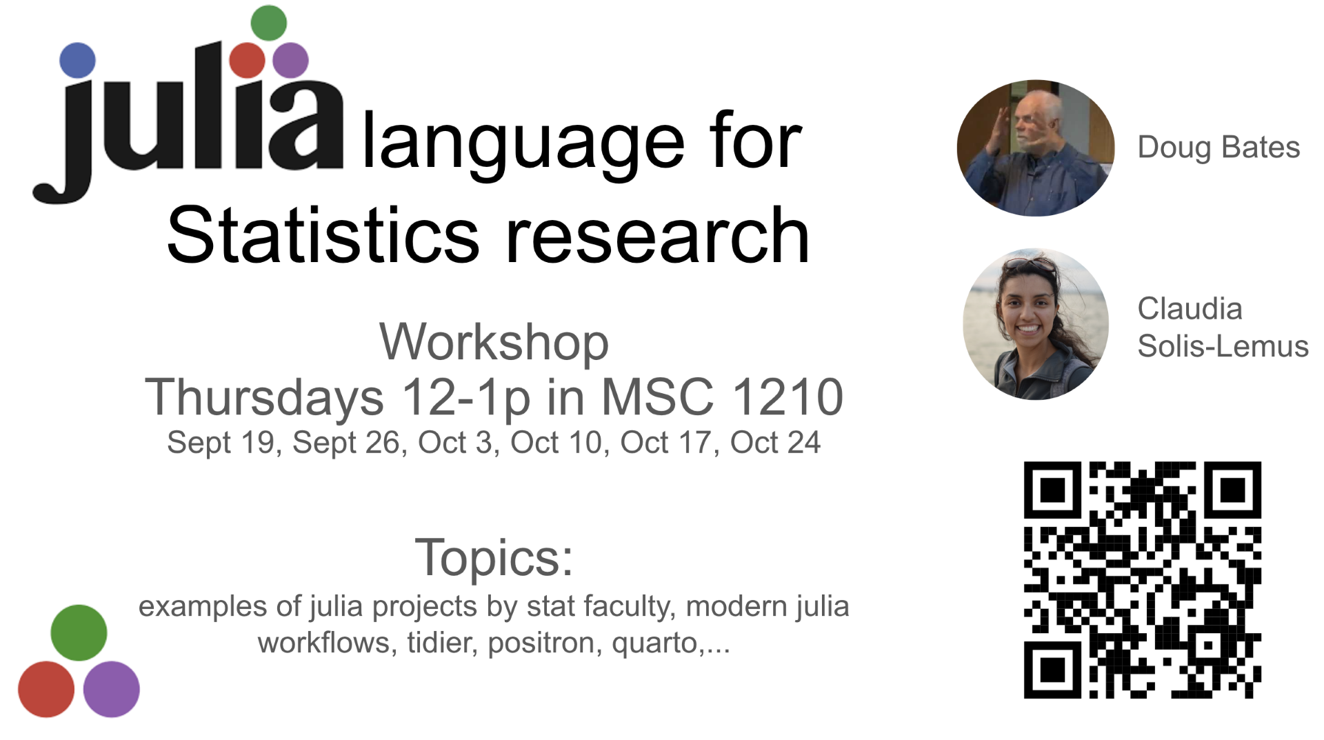 Julia Workshop for Statistics Research – Data Science Institute – UW–Madison
